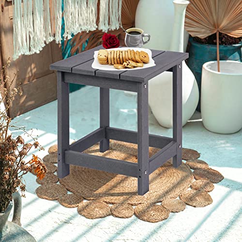 LZRS Adirondack Square Side Table, Pool Composite Patio Table,HDPE End Tables for Backyard,Pool, Indoor Companion, Easy Maintenance & Weather Resistant(Grey)