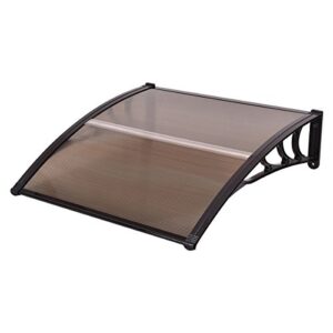 tangkula 40″x40″ window awning, modern polycarbonate front door canopy, window door cover for rain snow sunlight protection, patio window hollow sheet for doors and windows (brown with black edge)