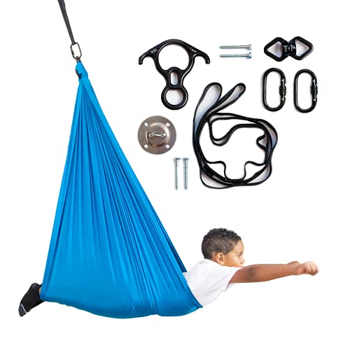 Harkla Rotary Sensory Swing with Swivel - Indoor Swing for Kids with ADHD, Sensory Toys for Autistic Children - Rock Climbing Rated Hardware and Soft Nylon Fabric for Calming Effect, Holds Up to 200lb