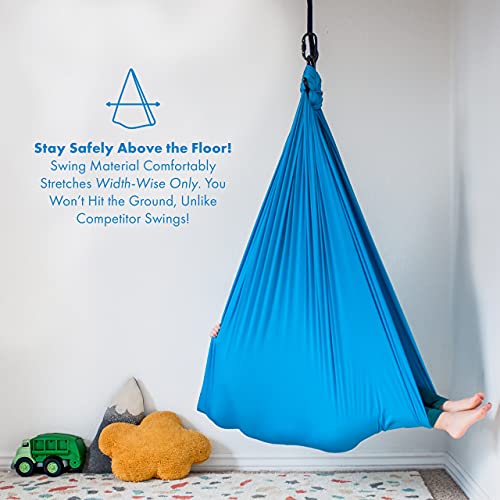 Harkla Rotary Sensory Swing with Swivel - Indoor Swing for Kids with ADHD, Sensory Toys for Autistic Children - Rock Climbing Rated Hardware and Soft Nylon Fabric for Calming Effect, Holds Up to 200lb