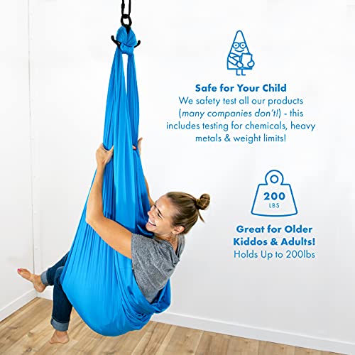 Harkla Rotary Sensory Swing with Swivel - Indoor Swing for Kids with ADHD, Sensory Toys for Autistic Children - Rock Climbing Rated Hardware and Soft Nylon Fabric for Calming Effect, Holds Up to 200lb