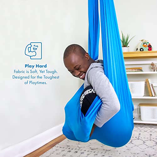 Harkla Rotary Sensory Swing with Swivel - Indoor Swing for Kids with ADHD, Sensory Toys for Autistic Children - Rock Climbing Rated Hardware and Soft Nylon Fabric for Calming Effect, Holds Up to 200lb