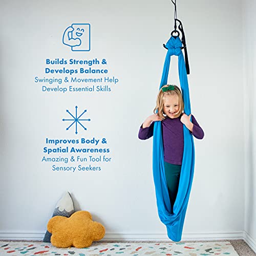 Harkla Rotary Sensory Swing with Swivel - Indoor Swing for Kids with ADHD, Sensory Toys for Autistic Children - Rock Climbing Rated Hardware and Soft Nylon Fabric for Calming Effect, Holds Up to 200lb