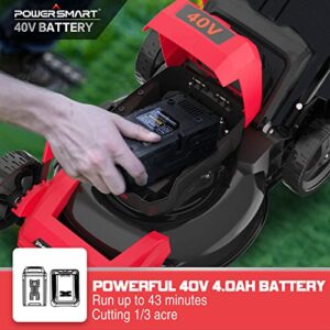 PowerSmart Lawn Mower Battery Powered with Bag, 17 Inch 3-in-1 with 40V 4.0Ah Lithium-ion Battery and Charger