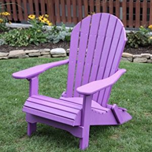 Bright Purple-Poly Lumber Folding Adirondack Chair with Rolled Seating Heavy Duty Everlasting Lifetime PolyTuf HDPE - Made in USA - Amish Crafted