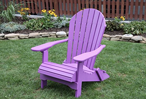 Bright Purple-Poly Lumber Folding Adirondack Chair with Rolled Seating Heavy Duty Everlasting Lifetime PolyTuf HDPE - Made in USA - Amish Crafted