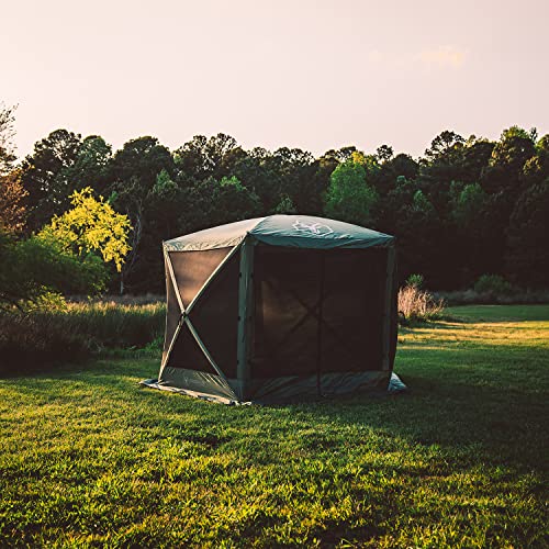 Gazelle Tents™, G5 5-Sided Portable Gazebo, Easy Pop-Up Hub Screen Tent, Waterproof, UV Resistant, 4-Person & Table, Alpine Green, 85" x 115" x 106", GK909 Includes FREE 3 pack of wind panels