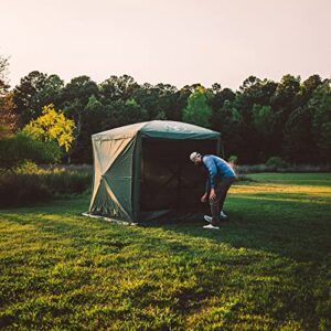 Gazelle Tents™, G5 5-Sided Portable Gazebo, Easy Pop-Up Hub Screen Tent, Waterproof, UV Resistant, 4-Person & Table, Alpine Green, 85" x 115" x 106", GK909 Includes FREE 3 pack of wind panels