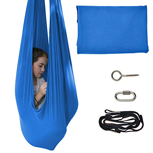 TOPARCHERY Indoor Therapy Swing for Teens w/More Special Needs, Cuddle Hammock Ideal for Autism, ADHD, Aspergers and Sensory Integration Snuggle Swing Hammocks (Blue)