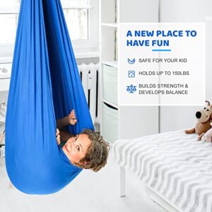 TOPARCHERY Indoor Therapy Swing for Teens w/More Special Needs, Cuddle Hammock Ideal for Autism, ADHD, Aspergers and Sensory Integration Snuggle Swing Hammocks (Blue)