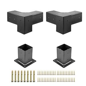 tomchy pergola brackets kit heavy duty with post base pergola brackets 4×4 inches diy pergola kit with steel brackets and pergola brackets boot shoulder and lag bolts （2 bracket shoulders +2 boots）