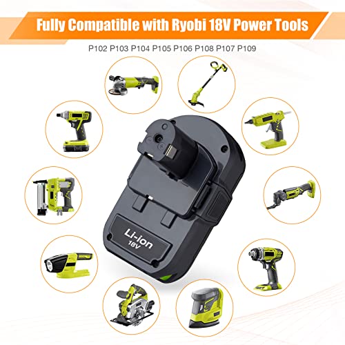 LORDONE 2Pack 3000mAh P108 Battery Compatible with Ryobi 18V Lithium Battery ONE+ P102 P103 P104 P105 P107 P108 P109 P190 P191 P122 Cordless Tool Battery