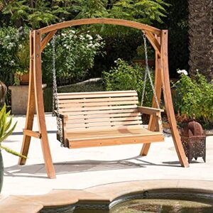 Vaneventi Porch Swing, Outdoor Poly Lumber Swing, Fade-Resistant Patio Swing, 600lbs Duty Rating, 304 SS Chains, All-Weather Garden Swing for Enjoying and Relaxing