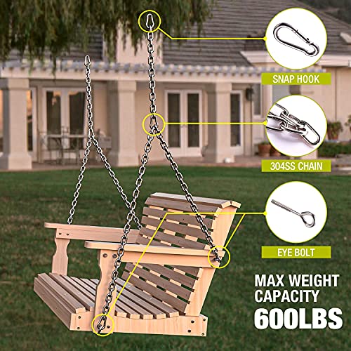 Vaneventi Porch Swing, Outdoor Poly Lumber Swing, Fade-Resistant Patio Swing, 600lbs Duty Rating, 304 SS Chains, All-Weather Garden Swing for Enjoying and Relaxing