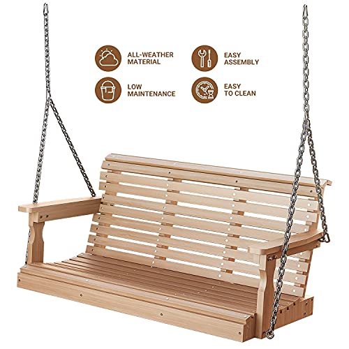 Vaneventi Porch Swing, Outdoor Poly Lumber Swing, Fade-Resistant Patio Swing, 600lbs Duty Rating, 304 SS Chains, All-Weather Garden Swing for Enjoying and Relaxing