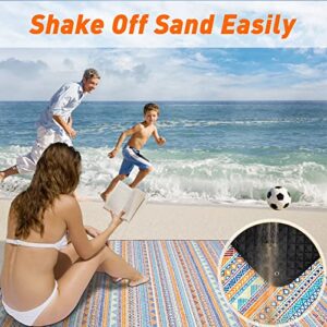 PY SUPER MODE Picnic Blankets Extra Large, Waterproof Foldable Outdoor Beach Blanket Oversized 83x79” Sandproof, 3-Layer Picnic Mat for Camping, Hiking, Travel, Park, Concerts(Orange Boho)