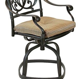 theWorldofpatio Elizabeth Cast Aluminum Powder Coated 6pc Outdoor Patio Swivel Bar Stools - Antique Bronze