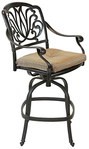 theWorldofpatio Elizabeth Cast Aluminum Powder Coated 6pc Outdoor Patio Swivel Bar Stools - Antique Bronze