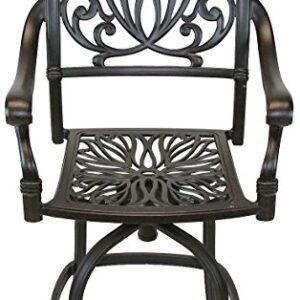 theWorldofpatio Elizabeth Cast Aluminum Powder Coated 6pc Outdoor Patio Swivel Bar Stools - Antique Bronze