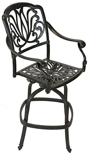 theWorldofpatio Elizabeth Cast Aluminum Powder Coated 6pc Outdoor Patio Swivel Bar Stools - Antique Bronze