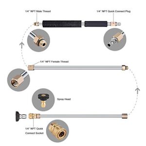 Selkie 120inch Pressure Washer Extension Wand Power Washer Lance with Spray Nozzle Tips,30°,90°Curved Rod, 1/4’’Quick Connect, Replacement for Anti-Leaked Ring 4000 PSI…