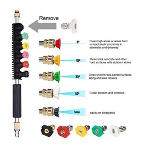 Selkie 120inch Pressure Washer Extension Wand Power Washer Lance with Spray Nozzle Tips,30°,90°Curved Rod, 1/4’’Quick Connect, Replacement for Anti-Leaked Ring 4000 PSI…