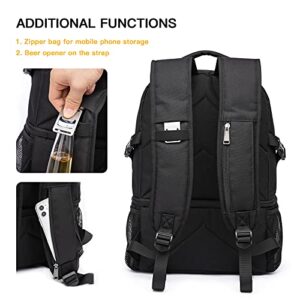 TUGUAN Insulated Cooler Backpack 38/42 Cans Double Deck Leakproof Lightweight Soft Lunch Backpack Small Cooler Bag Beach Picnic, Black