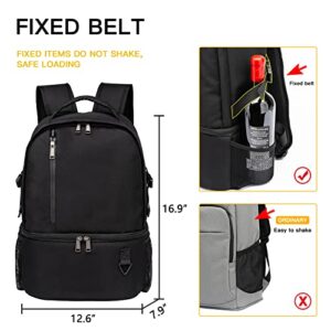 TUGUAN Insulated Cooler Backpack 38/42 Cans Double Deck Leakproof Lightweight Soft Lunch Backpack Small Cooler Bag Beach Picnic, Black