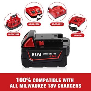 【UPGRADER】2Pack DSANKE 6.0Ah M18 Battery Replacement for Milwaukee M18 Battery 18V Lithium Replacement for Milwaukee 48-11-1840, 48-11-1815, 48-11-1820, 48-11-1850 Lithium-ion Milwaukee 18volt Battery