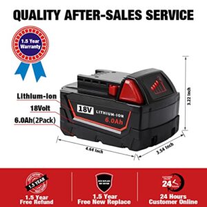 【UPGRADER】2Pack DSANKE 6.0Ah M18 Battery Replacement for Milwaukee M18 Battery 18V Lithium Replacement for Milwaukee 48-11-1840, 48-11-1815, 48-11-1820, 48-11-1850 Lithium-ion Milwaukee 18volt Battery