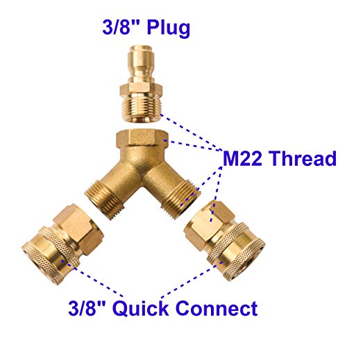 Tool Daily Pressure Washer Tee, Splitter Coupler, Quick Connect Two Gun to One Power Washer, 3/8 Inch Fitting