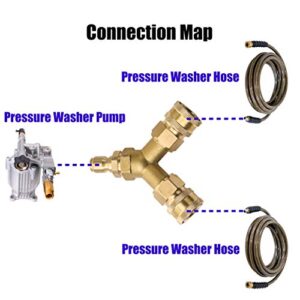 Tool Daily Pressure Washer Tee, Splitter Coupler, Quick Connect Two Gun to One Power Washer, 3/8 Inch Fitting