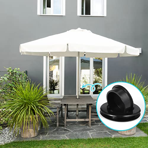 KINBOM 1.6 Inch Patio Table Umbrella Hole Ring and Cap, Standard Size Silicone Umbrella Hole Plug and Cap for Glass Patio Garden Beach Table (Black)