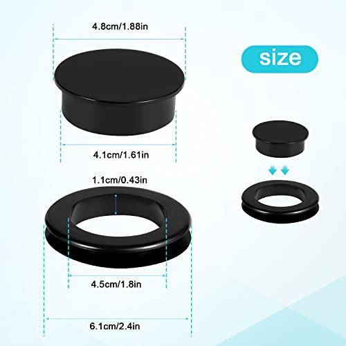 KINBOM 1.6 Inch Patio Table Umbrella Hole Ring and Cap, Standard Size Silicone Umbrella Hole Plug and Cap for Glass Patio Garden Beach Table (Black)