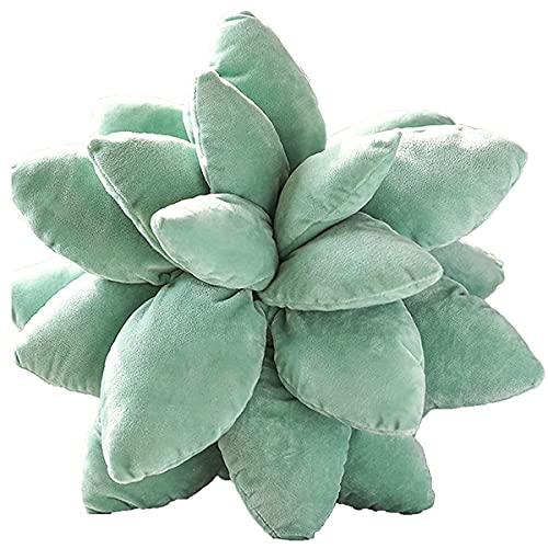 Nenalayo 9.8in Succulent Pillow, Cute Stuffed Plant Plush Pillows, 3D Succulents Cactus Pillow, Novelty Plush Cushion for Garden Bedroom Home Decor (Green-B)