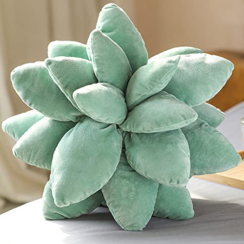 Nenalayo 9.8in Succulent Pillow, Cute Stuffed Plant Plush Pillows, 3D Succulents Cactus Pillow, Novelty Plush Cushion for Garden Bedroom Home Decor (Green-B)