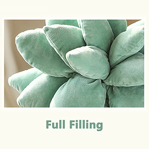 Nenalayo 9.8in Succulent Pillow, Cute Stuffed Plant Plush Pillows, 3D Succulents Cactus Pillow, Novelty Plush Cushion for Garden Bedroom Home Decor (Green-B)