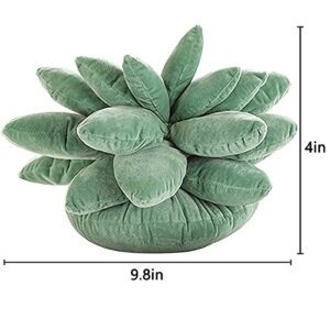 Nenalayo 9.8in Succulent Pillow, Cute Stuffed Plant Plush Pillows, 3D Succulents Cactus Pillow, Novelty Plush Cushion for Garden Bedroom Home Decor (Green-B)