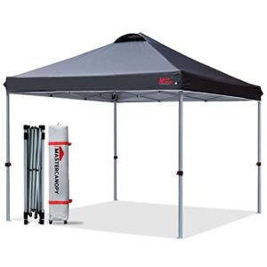 mastercanopy durable ez pop-up canopy tent with roller bag (10×10, black)