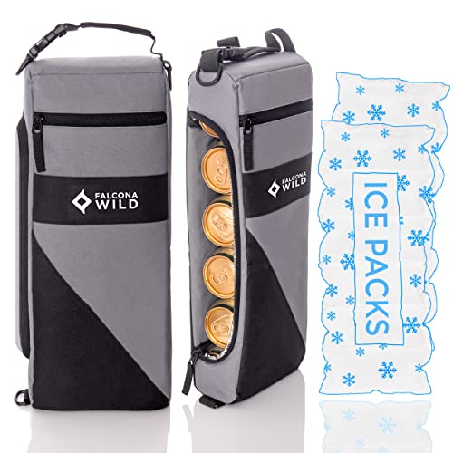 Falcona Wild Golf Cooler Bag Plus 2 Ice Packs - Keeps Drinks Cold for Hours - Holds 6 Beer Cans or 2 Wine Bottles - Fits Discreetly in Golf Bags - Insulated Beer Sleeve and Cooler