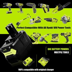 Jialitt 6.0Ah 18V P108 Battery Li-ion Replacement Compatible with Ryobi 18V Battery Ryobi ONE+ P108 P102 P103 P104 P105 P107 P109 P122 Cordless Power Tools Battery with LED Indicator