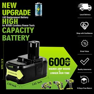 Jialitt 6.0Ah 18V P108 Battery Li-ion Replacement Compatible with Ryobi 18V Battery Ryobi ONE+ P108 P102 P103 P104 P105 P107 P109 P122 Cordless Power Tools Battery with LED Indicator