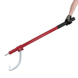 Felled Large Log Peavey Tool with Moving Hook - 8 to 32in Capacity Logger Peavy Hook Log Roller Tool with 42in Handle