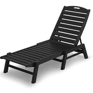 POLYWOOD NAC2280BL Nautical Patio Chaise, Black