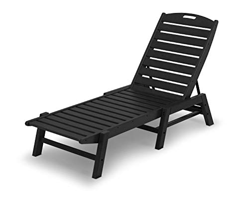 POLYWOOD NAC2280BL Nautical Patio Chaise, Black