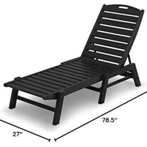 POLYWOOD NAC2280BL Nautical Patio Chaise, Black