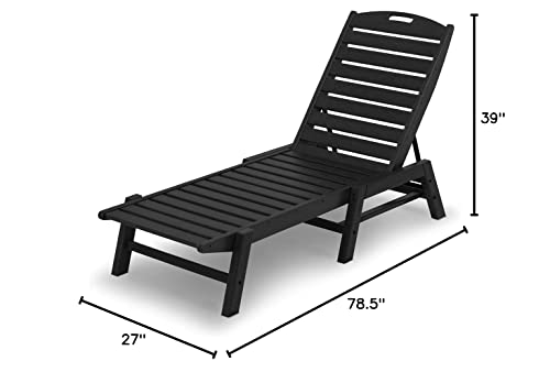 POLYWOOD NAC2280BL Nautical Patio Chaise, Black