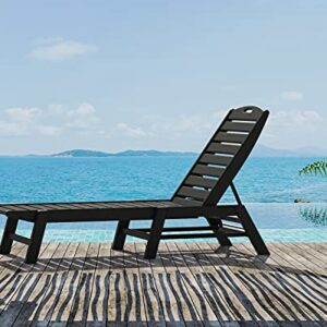 POLYWOOD NAC2280BL Nautical Patio Chaise, Black