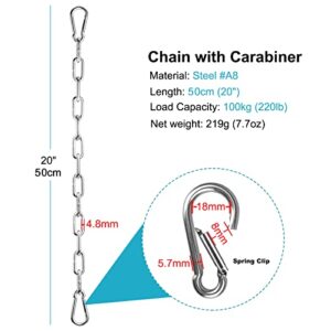 GBGS 4 Pcs 20" Hanging Chain with 8 Carabiner, Steel Heavy Duty Hanging Kits 220 LB Capacity for DIY Home Gym, Indoor Outdoor Playground Hanging Chair Hammock Chair Punching Bags