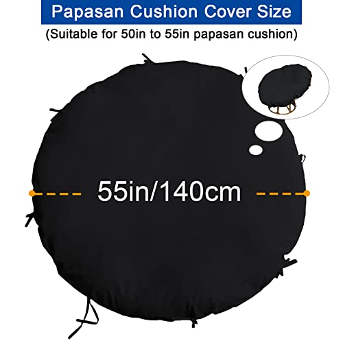 HILUHIDI Papasan Cushion Cover Only, Water-Resistant Papasan Chair Cushion Cover, Easy-to-Clean Papasan Chair Covers with Zipper in Indoor and Outdoor(Black) (D)